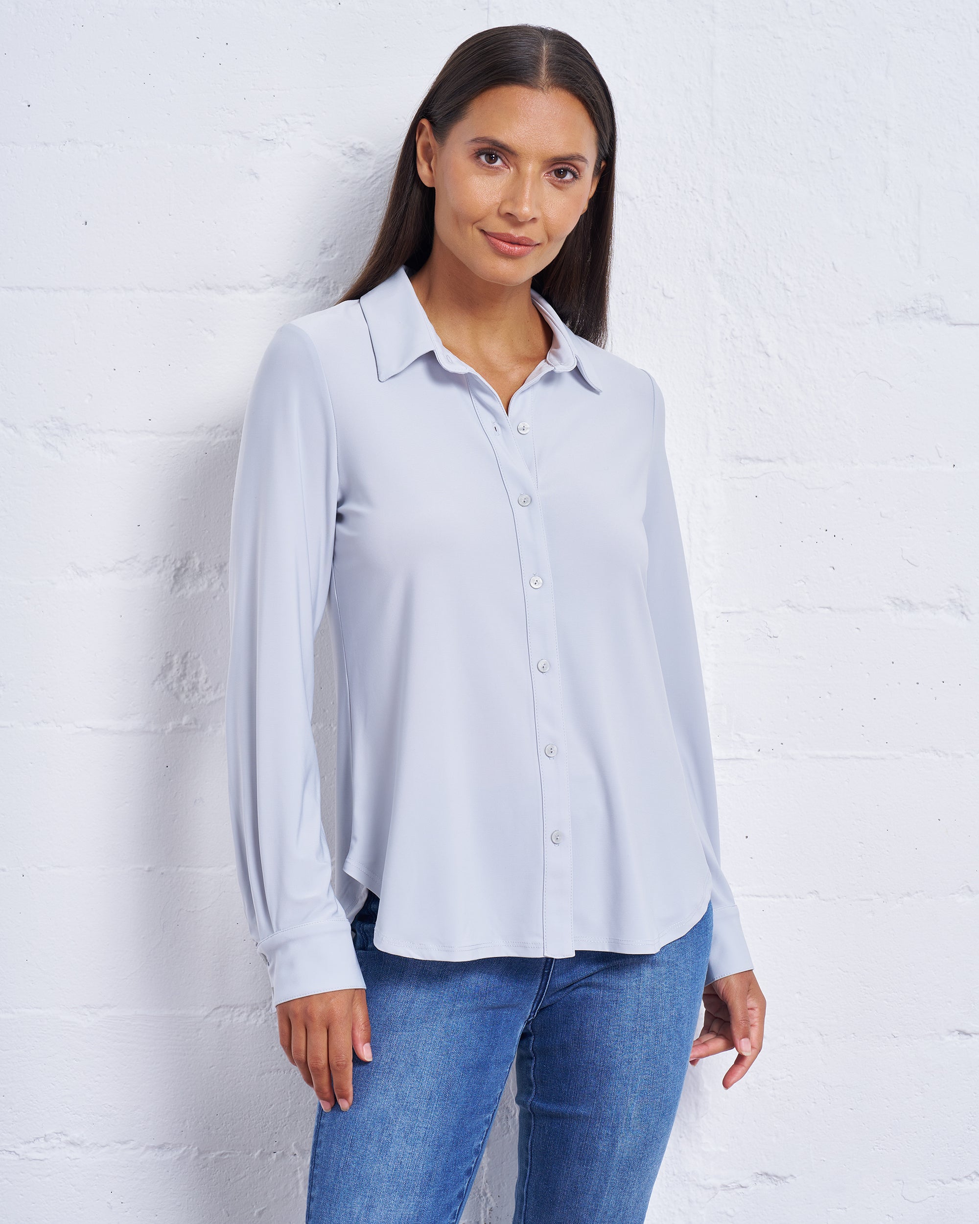 Katherine Stretch Button-Up Shirt – Women's Workwear, Travel-Friendly ...