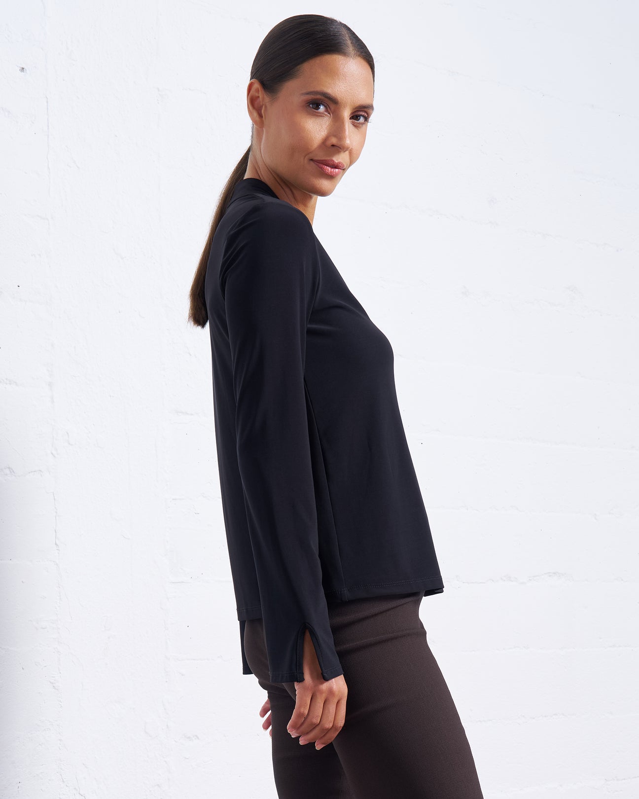 Women’s Long Sleeve Jersey Top with V Neck – Wrinkle Resistant, Office ...